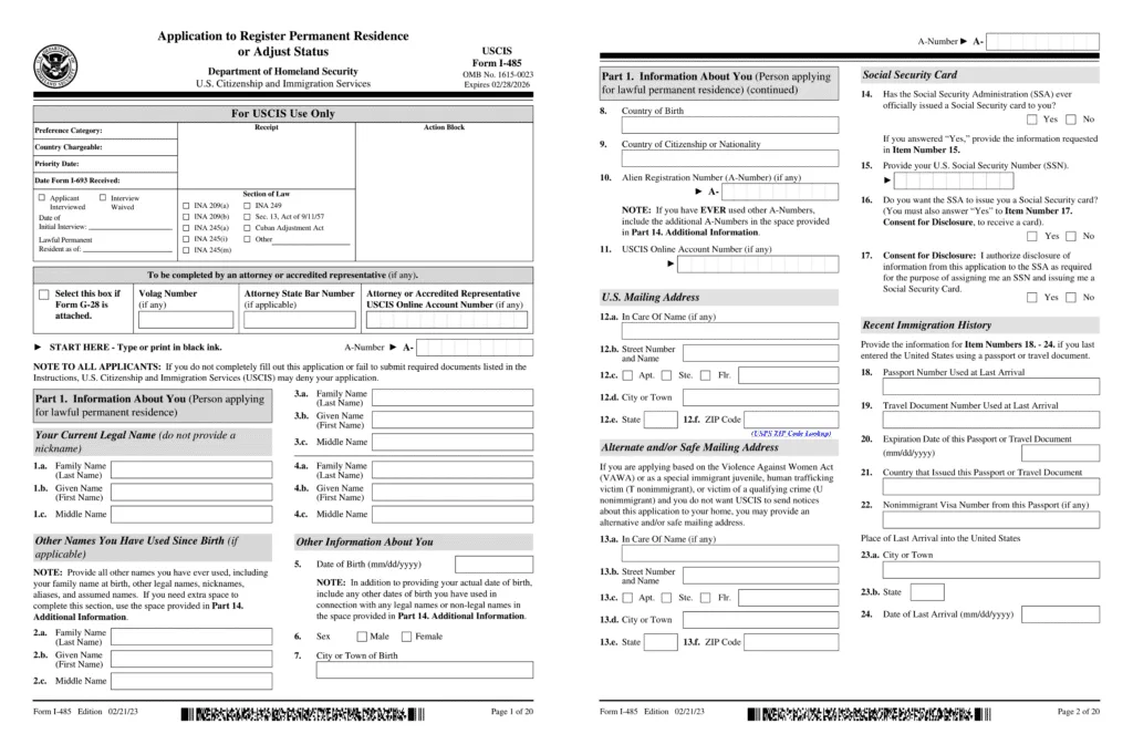 I-485 Form Guide: How To Apply for a US Green Card Step-by-Step